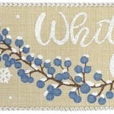 HOMEFORD Christmas Blueberry Branch Faux Linen Wired Ribbon, 2-1/2-inch ...