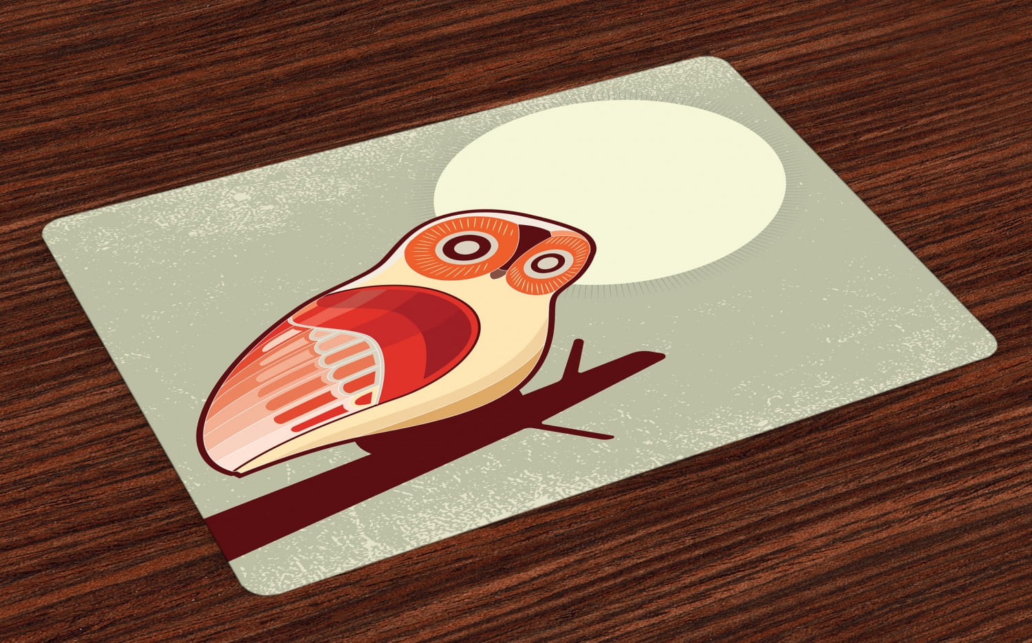 Ambesonne Owl Place Mats Set of 4, Full Moon Night Animal, Standard ...