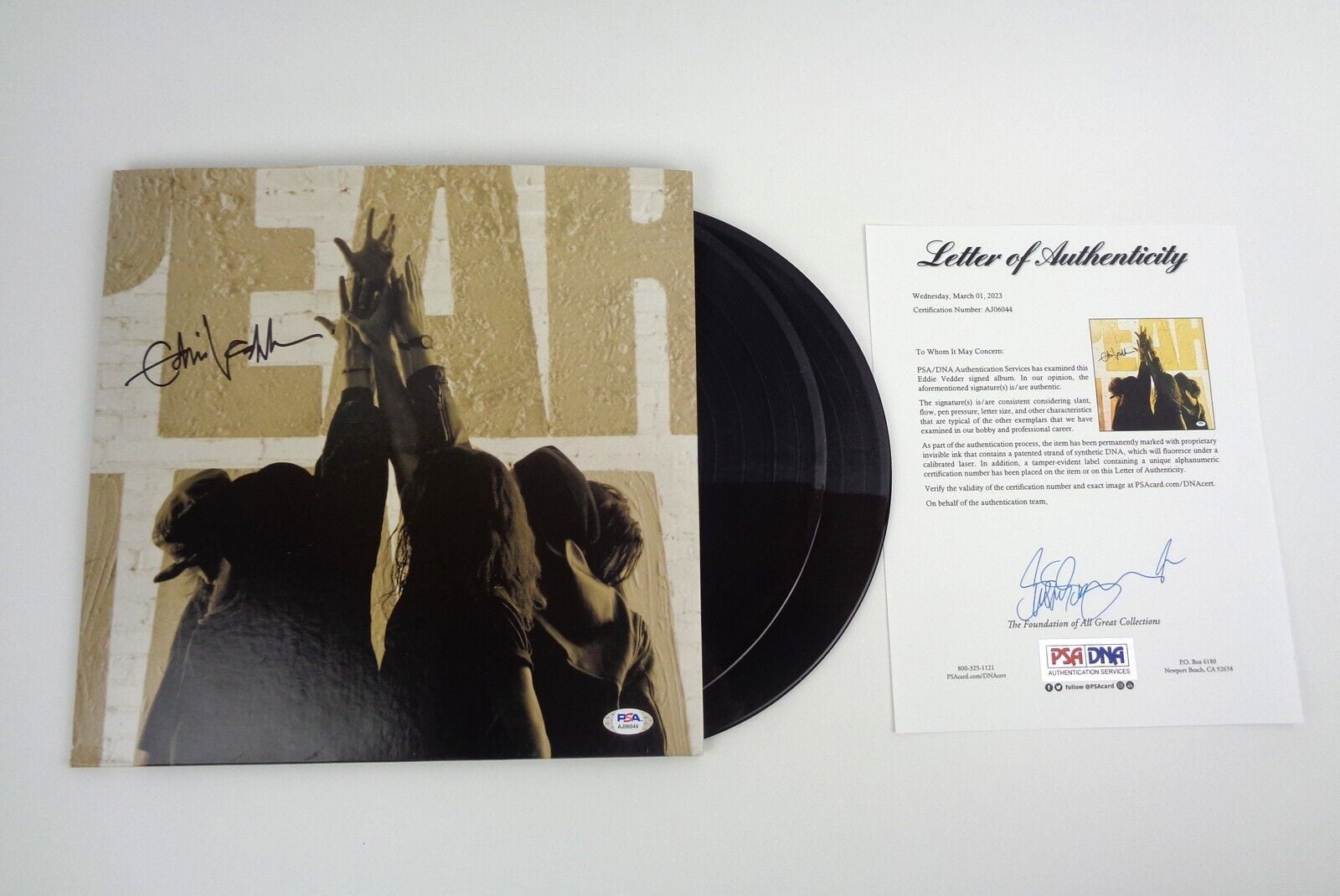 Eddie Vedder Pearl Jam Signed Autograph Ten Vinyl Record Album PSA/DNA ...