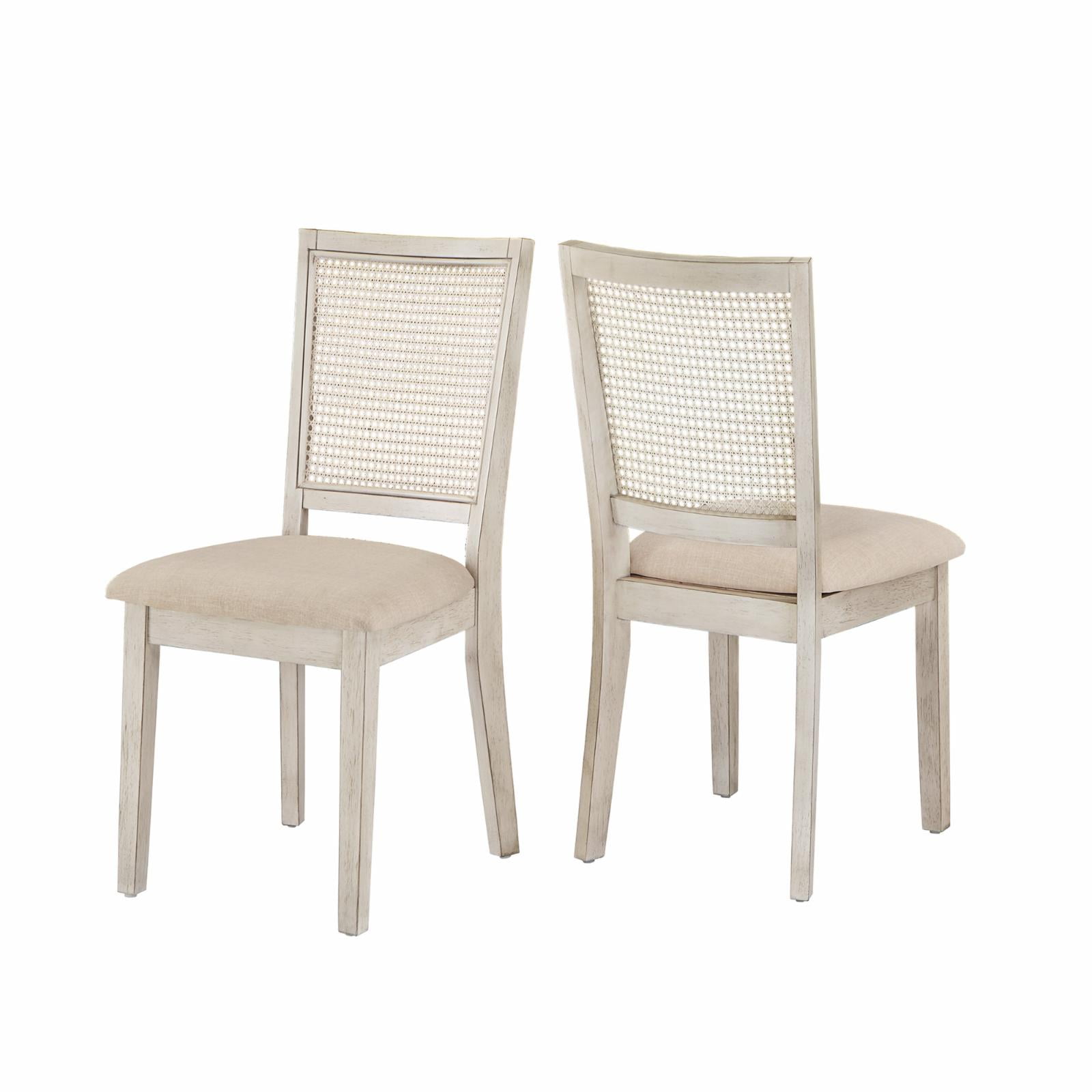 Weston Home Farmhouse Rattan Back Wood Dining Chair Set Of 2 Oak
