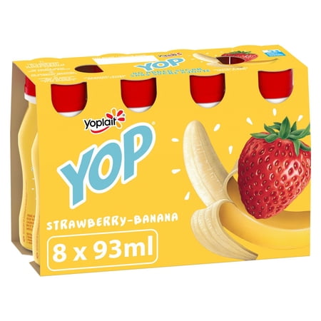 Yoplait Yop 1.5% Drinkable Yogurt Pack, Strawberry Banana, Yogurt ...