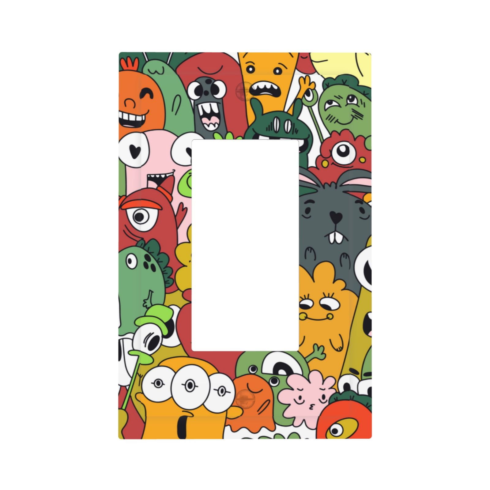 DouZhe 1-Gang Decorator/Rocker Wallplate, Kawaii Smiling Monsters ...