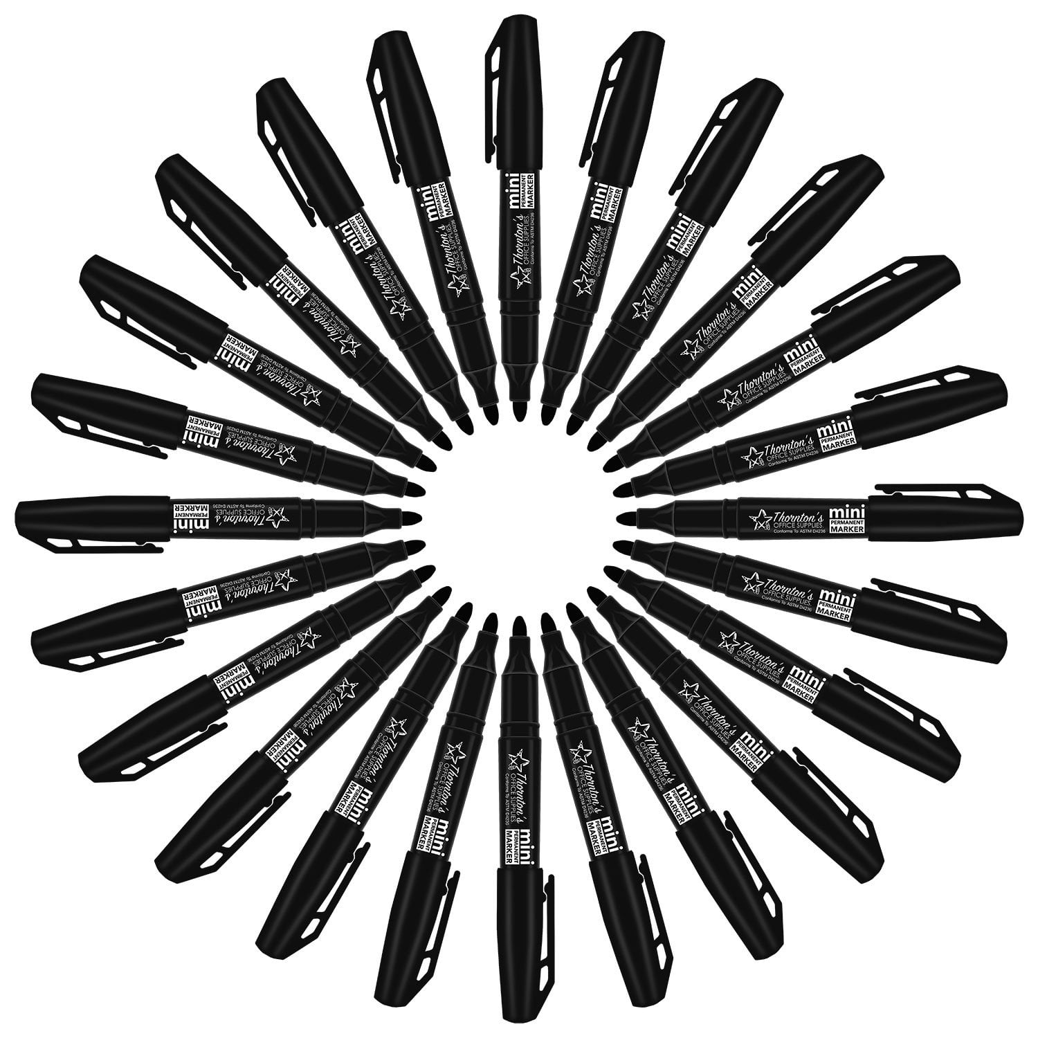 Thornton's Office Supplies Mini Permanent Markers, 1.0mm, 24-Count ...