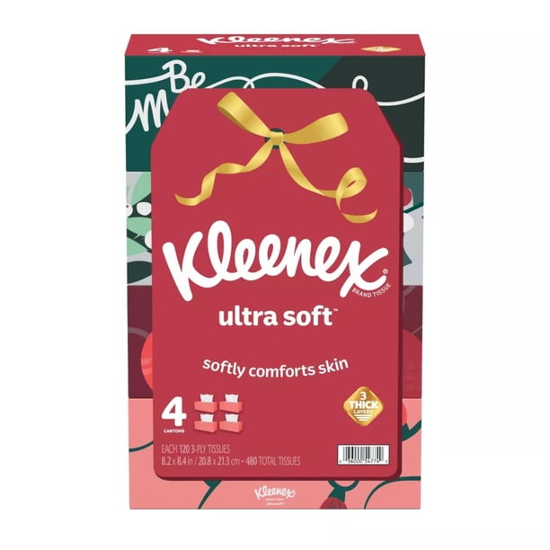 Kleenex Holiday Limited Edition Ultra Soft Facial Tissue 120ct 4 Pack ...