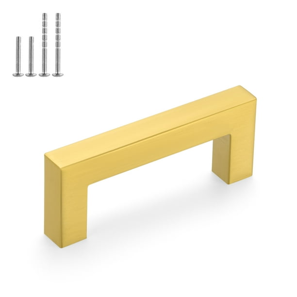 Homdiy 10 Pack Brushed Brass Cabinet Handles Square Stainless Steel ...