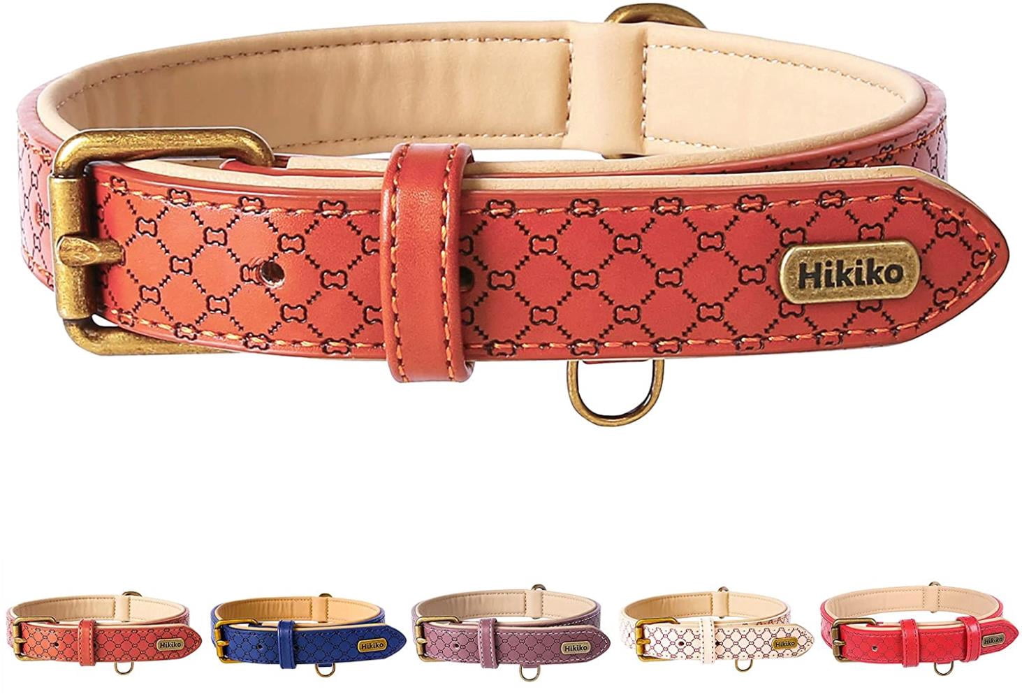 Basic Classic Luxury Padded Leather Dog Collar - Rust Proof Brass Lock ...