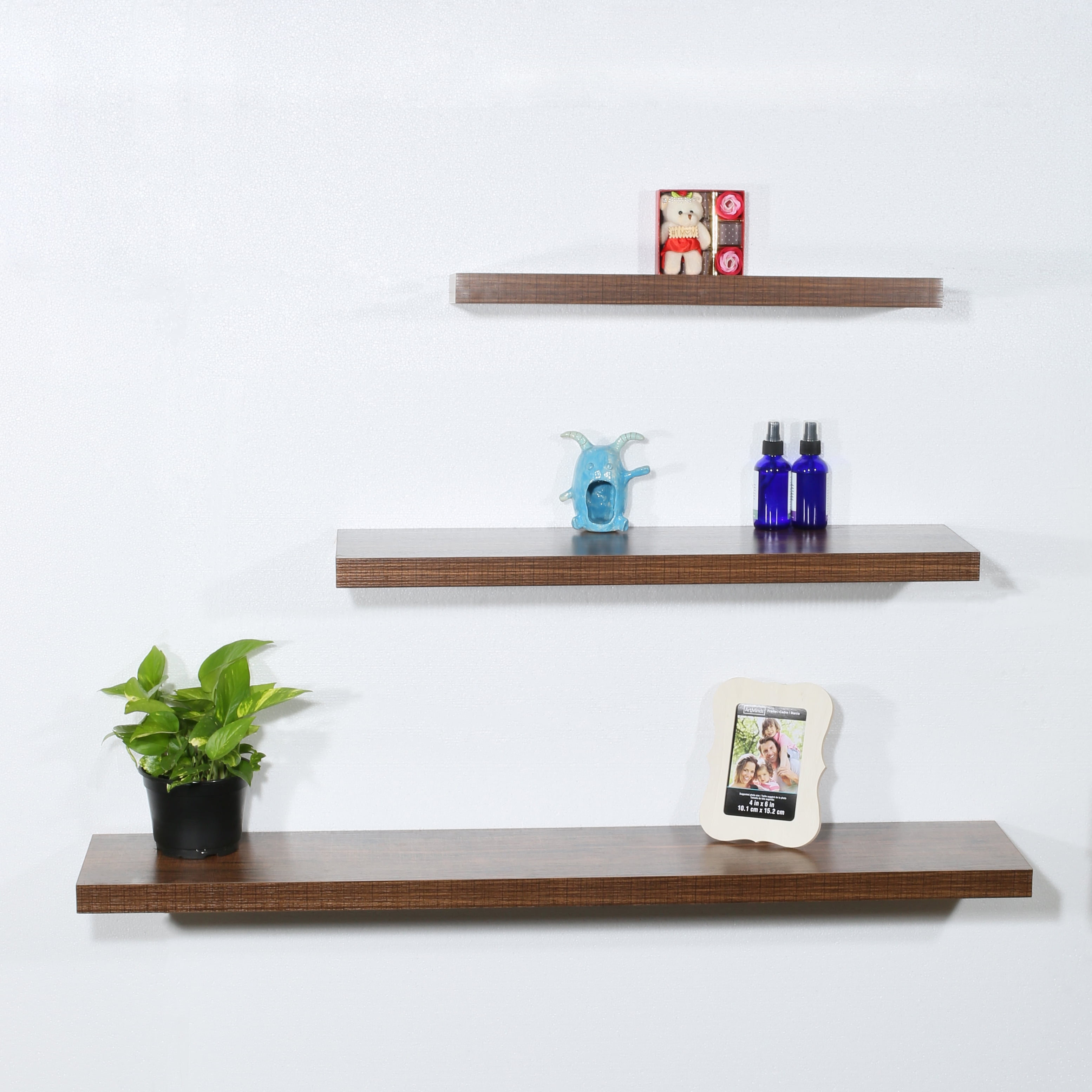 Davee Set of 3 Modern and Contemporary Antique Walnut Floating Shelf ...