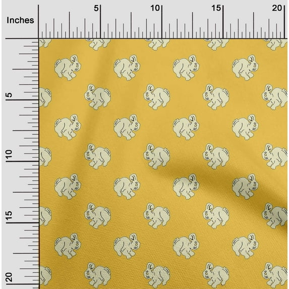 oneOone Viscose Chiffon Fabric Rabbit Block Print Fabric By The Yard 42 ...