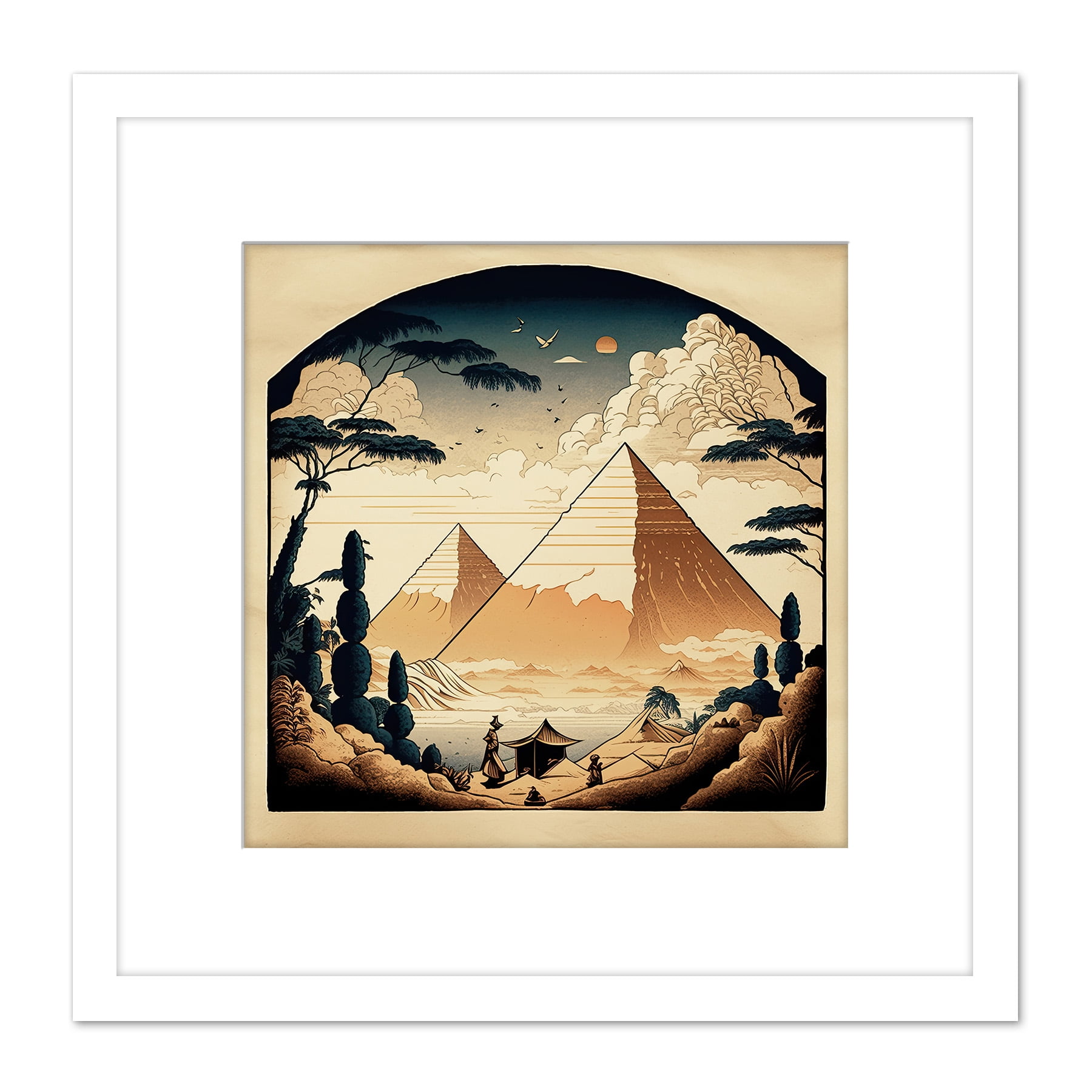 Fantasy Worlds Great Pyramids Egypt Hokusai Japanese Style Poster ...