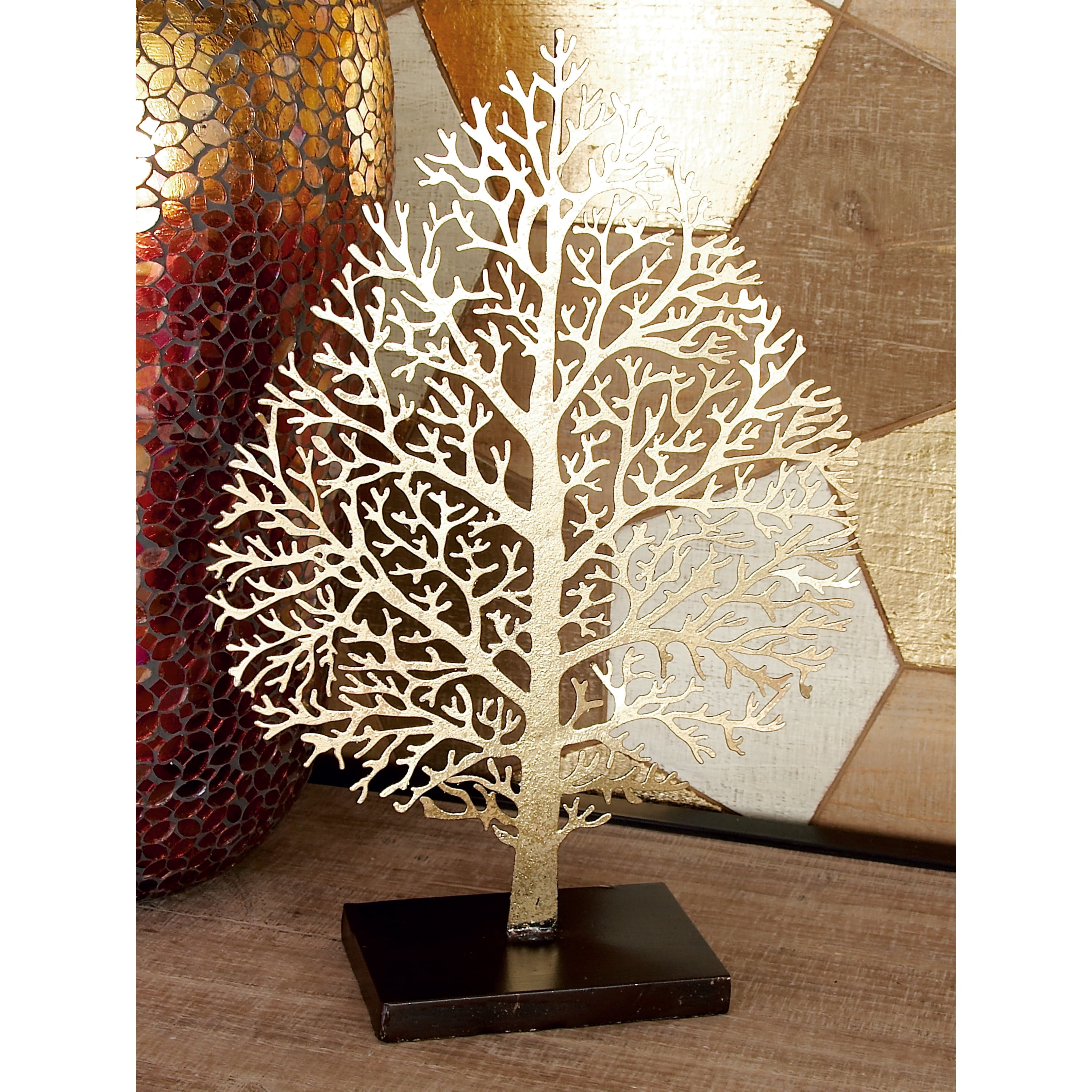 11" x 16" Gold Metal Tree Sculpture, by DecMode - Walmart.com