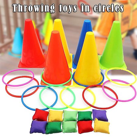 Evago 3 In 1 Carnival Outdoor Games Combo Set For Kids Soft Plastic Cones Bean Bags Ring Toss ...