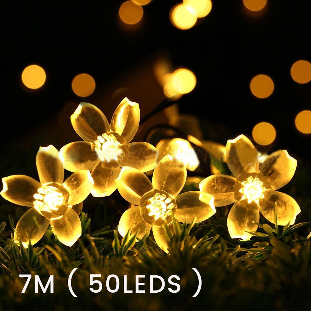 EUWBSSR 50 LED Solar String Light,Solar Flower String Light with 8 ...