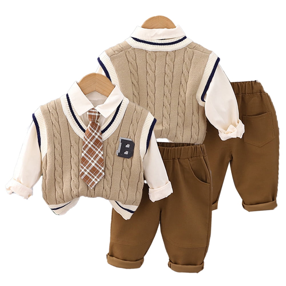 Click here for Lymayter Toddler Boys Sweater Vest Four-Piece Set... prices