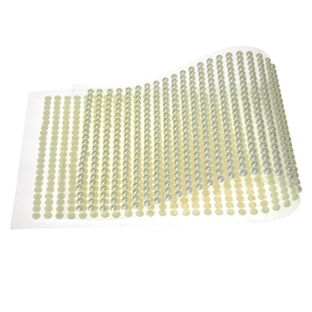 Plastic Pearls Flat Bead Self Adhesive Stickers, 4mm, 46-Strips, Ivory ...