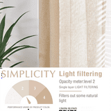 Curtainking 96-inch Beige Linen Farmhouse Curtains, Light Filtering ...