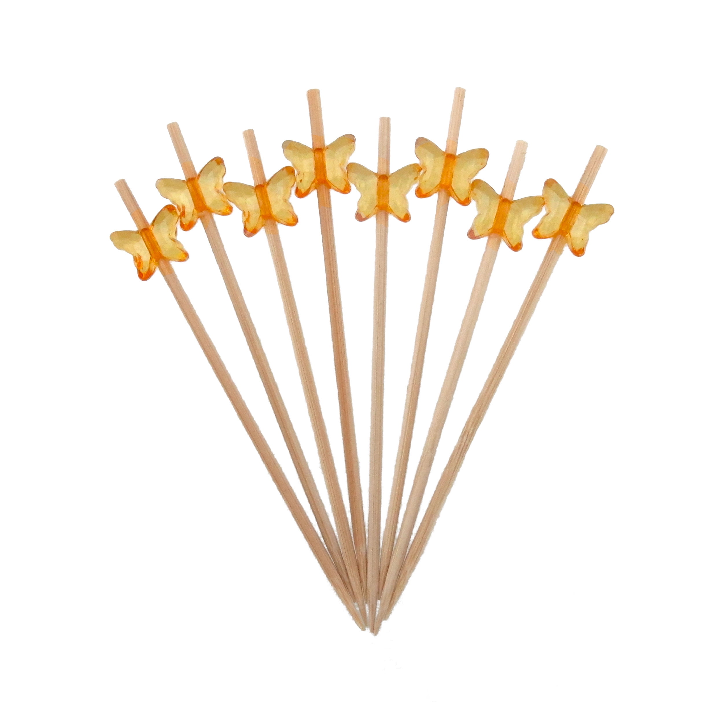 BambooMN Brand - Decorative Acrylic Butterfly End Bamboo Picks 3.9 ...