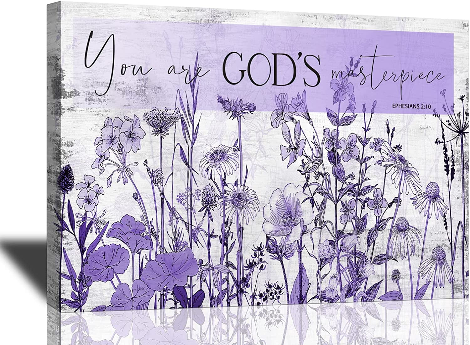 Purple Floral Wall Art Christian Scripture Bible Verse Canvas Print ...