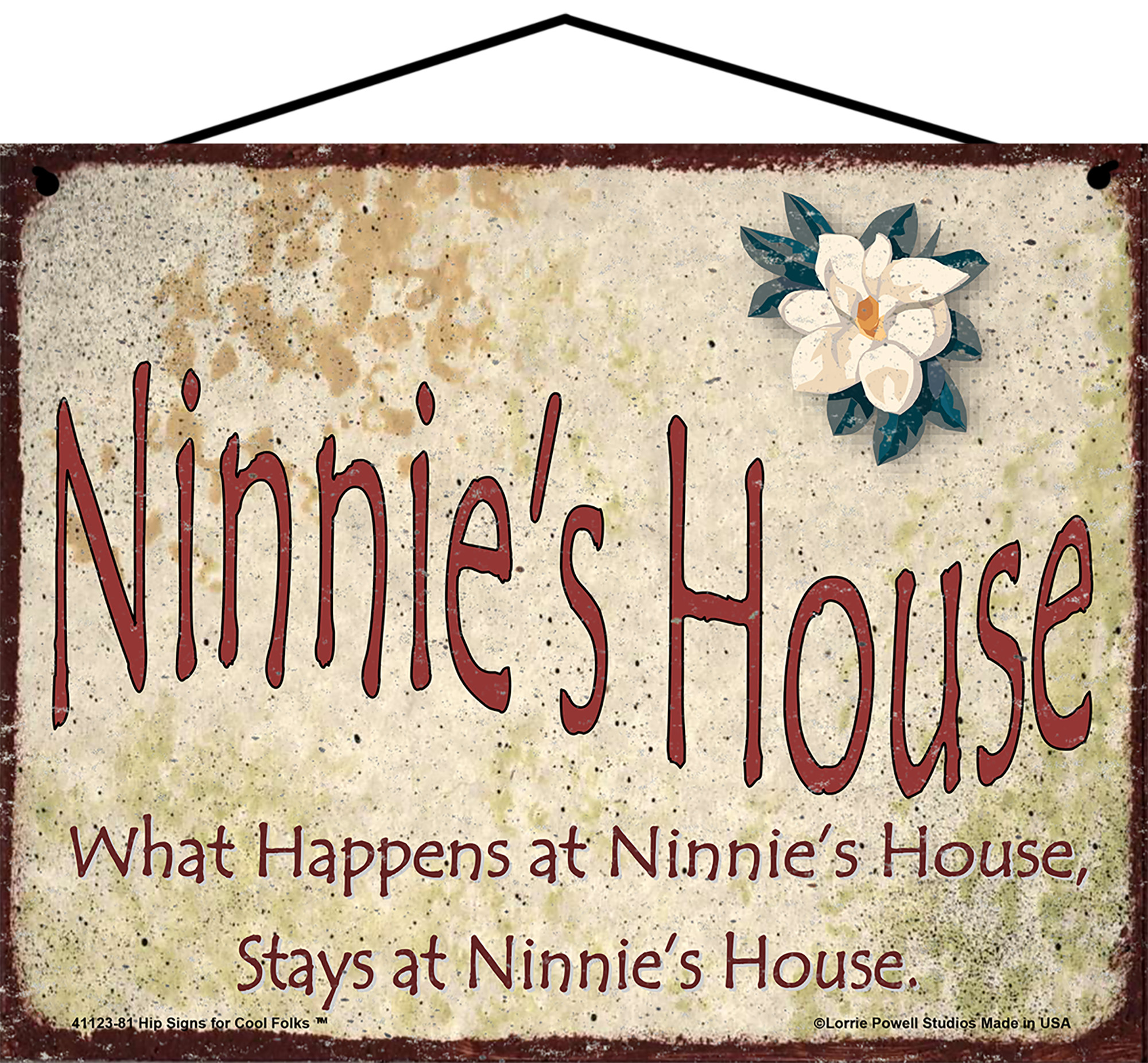 8x10 Ninnie's House Sign with Magnolia Flower What Happens at Ninnie's ...