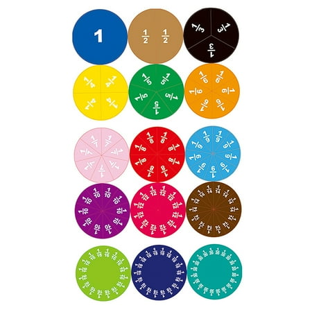 mmirethe Pack of 15 Round Shaped Fraction Mathematics Children Counting ...