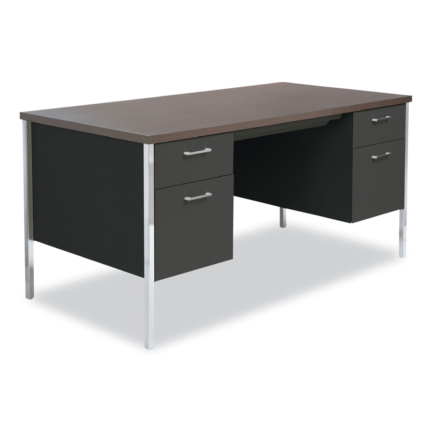 Alera Double Pedestal Steel Desk, 60" x 30" x 29.5", Mocha/Black ...