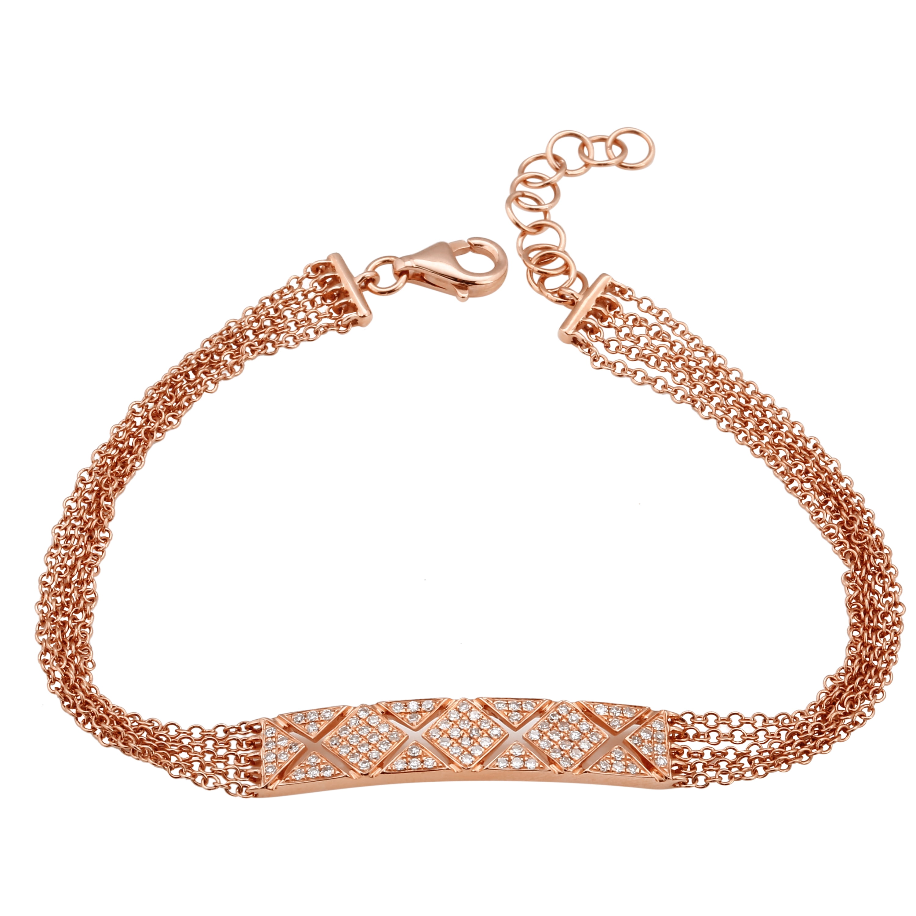 0 2 Ct Natural Diamond Bracelets 14k Rose Gold Multi Chained Bar