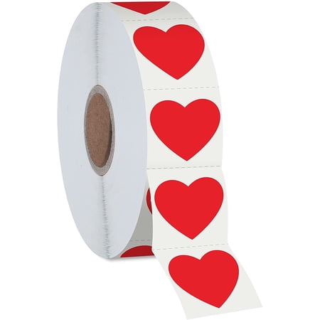1200 PCS Red Heart Shaped Sticker Labels with Perforation Line in Roll ...