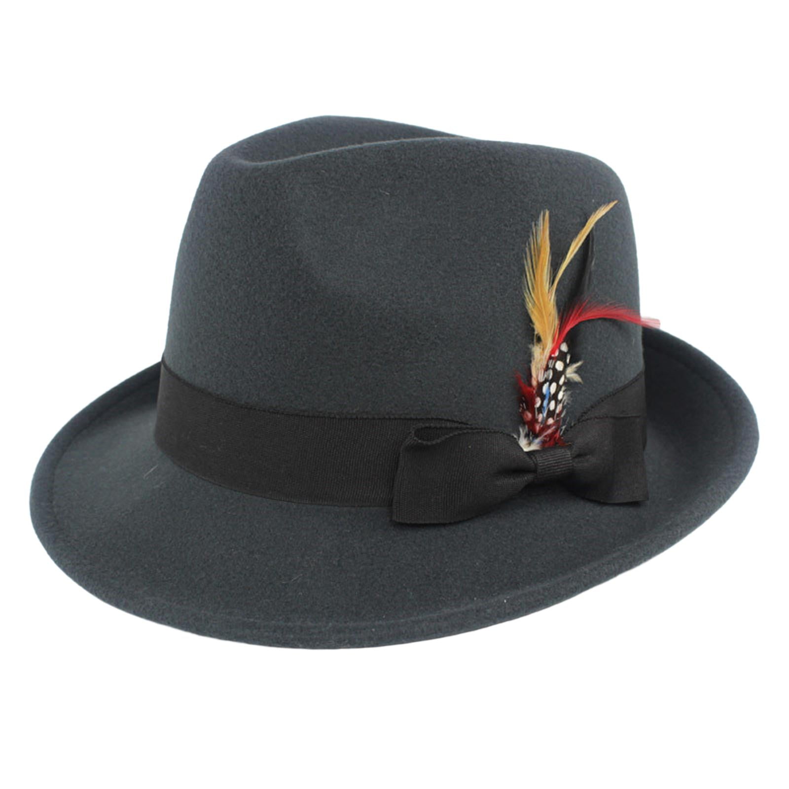 Sombreros Fedora clásicos Yuyangstore ala corta caballero Jazz Cap gris ...