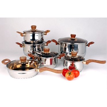 Maxam® 18pc Stainless Steel Cookware Set with Steam Control™ Knobs ...