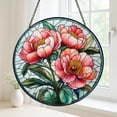 Blooming Peony Garden Scene Window Suncatcher, Decorative Stained Glass ...