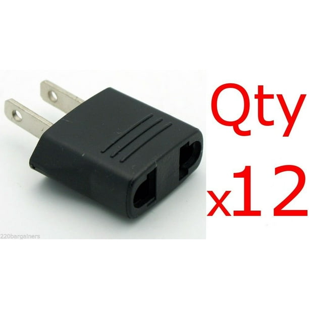 12 Pack of Black North American Plug Adapters - Changes Euro/Asia Plugs ...