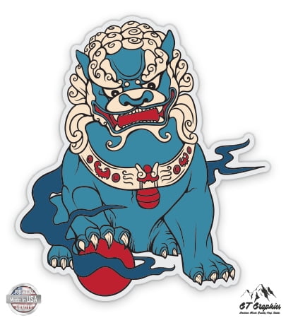 Shisha Japanese Guardian Dog - 8" Vinyl Sticker - For Car Laptop I-Pad ...