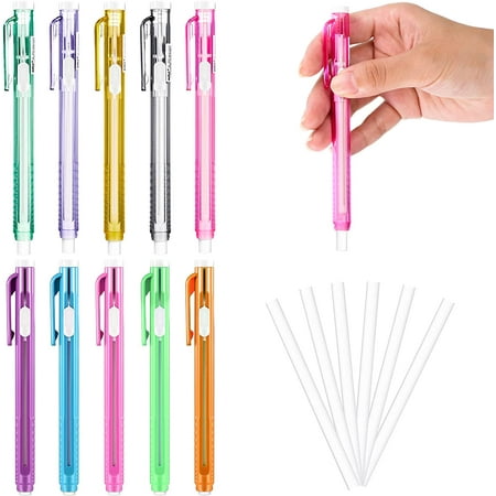 10 Pieces Stick Eraser Pens Retractable Mechanical Push Eraser Pen Push ...