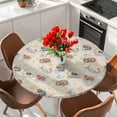 Cartoons Cute Rabbits Raccoons Foxes Round Fitted Tablecloth with ...