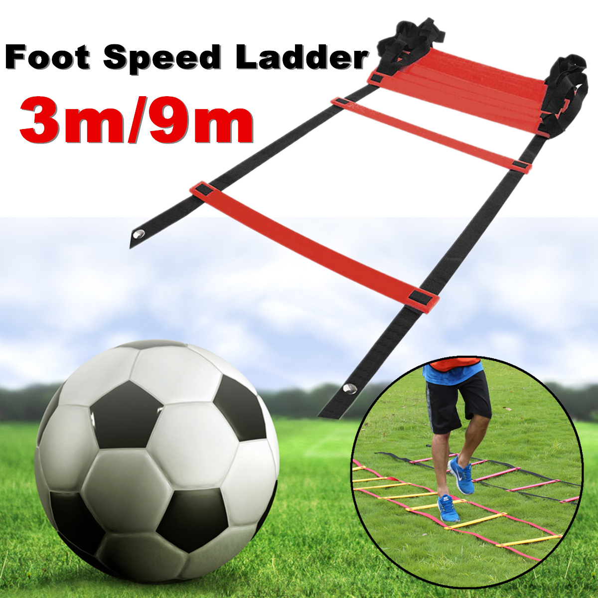 3/9meter Foot Speed Ladder & Carry Bag Football Agility Training ...