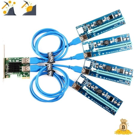 PCI-E Riser Adapter Board 16x to 1x Powered Riser Adapter w/60cm USB 3. ...