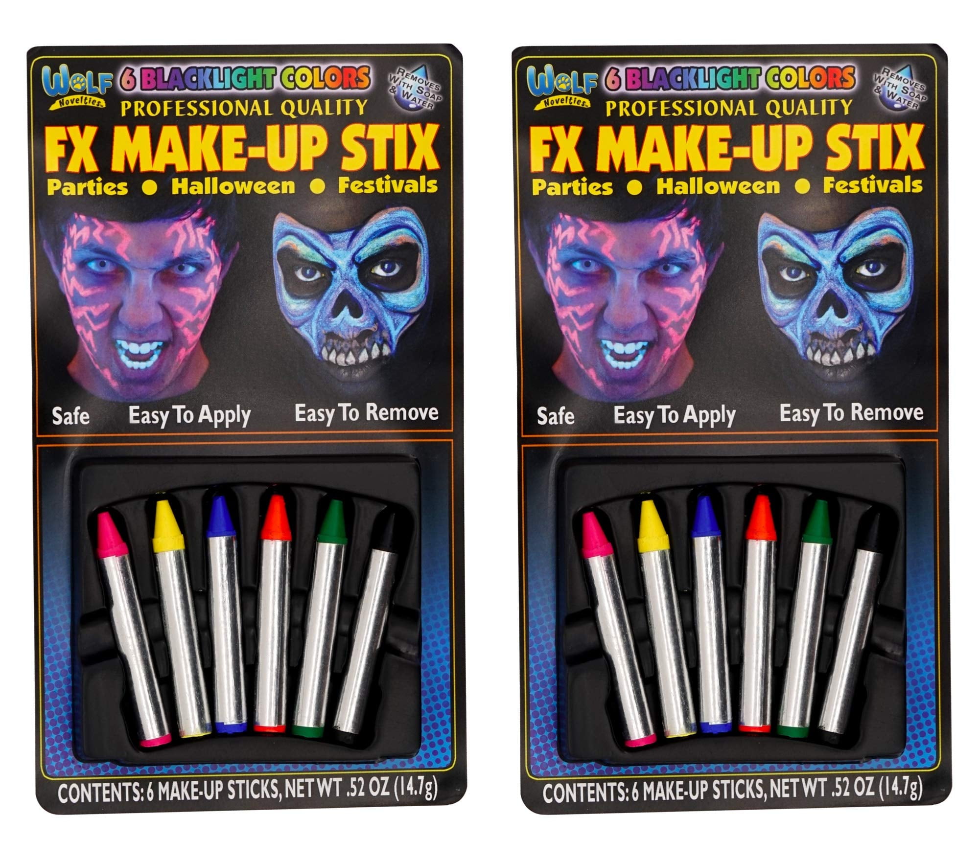 Wolf FX Make-up Stix (2 Pack, 6 Sticks Each) Crayon Sticks - Walmart.com