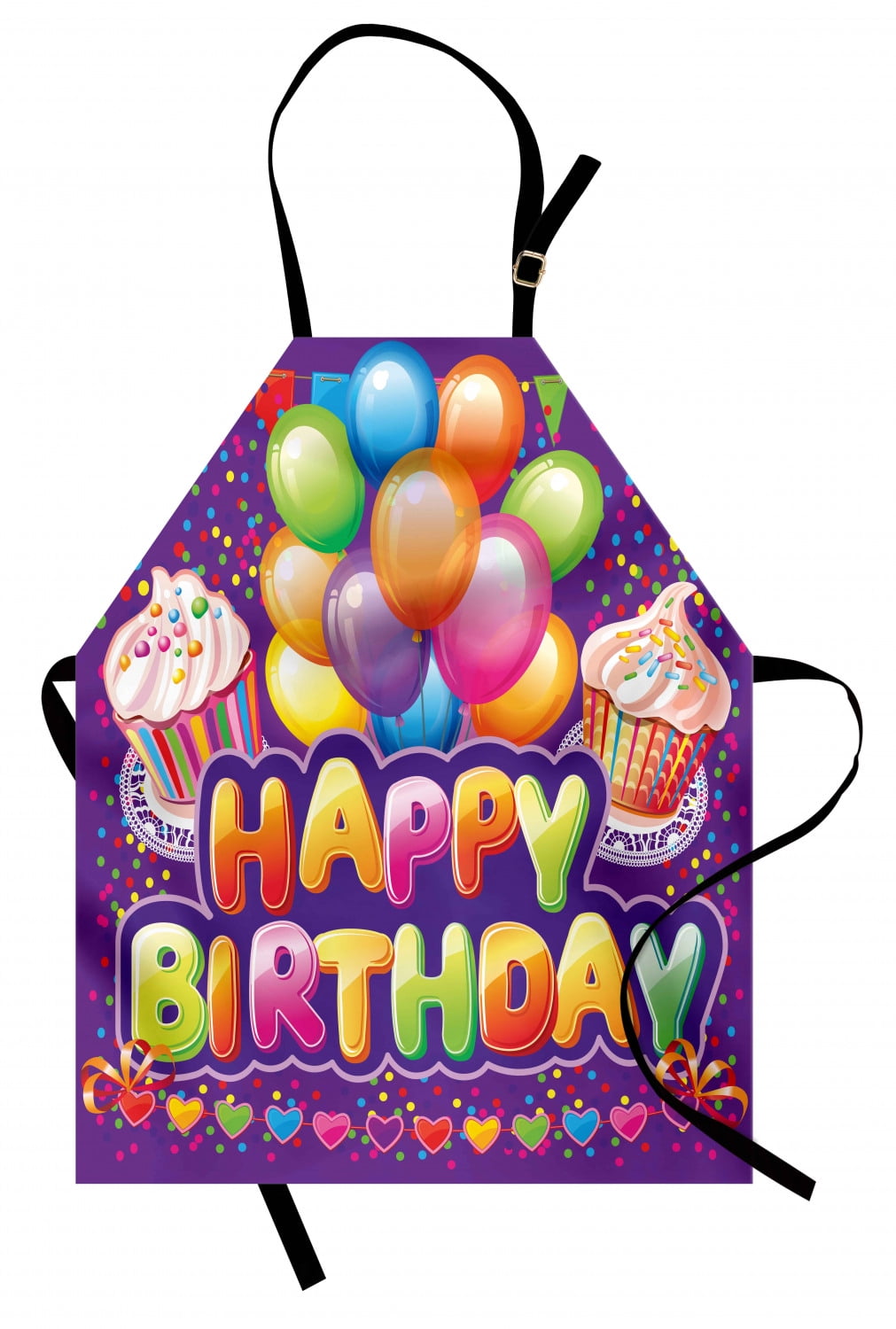 Birthday Apron Purple Colored Backdrop with Creamy Cupcakes Hearts ...
