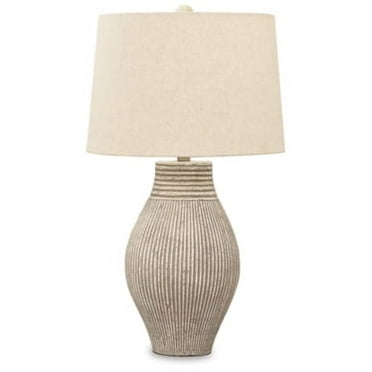 Signature Design by Ashley Distressed Gray Table Lamp for Living Room ...