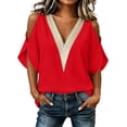 BByeadc Womens Blouse Dressy Casual Lace Trim V Neck Cold Shoulder ...