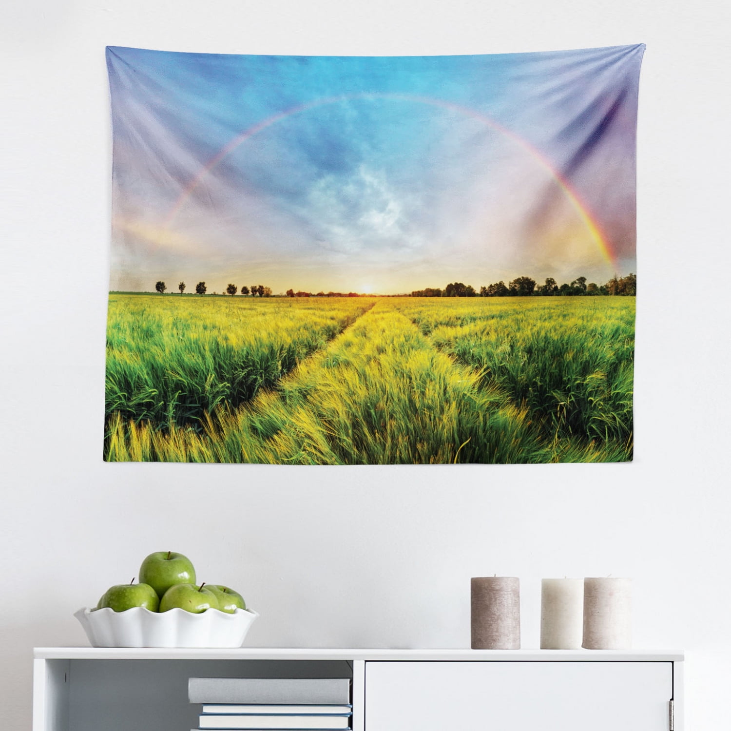 Country Tapestry, Grey Horse on Winter Landscape Snowfall in Wilderness ...