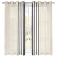 Blue Striped Sheer Curtains 54 Inch Long 2 Panels, Simple Brown Linen ...