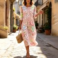 QUNYINEY Midi Women Dresses Summer Casual Short Sleeve Flower A Line ...