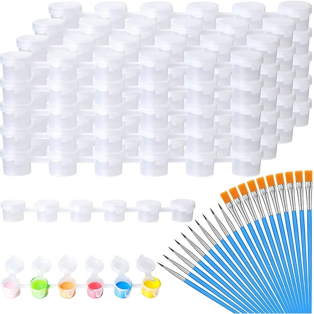 20 Strips 120 Pots Empty Paint Pots Strips with Lid 3 ml/ 0.1 oz Clear ...
