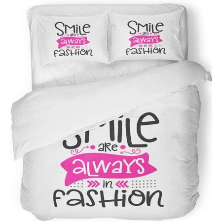 POGLIP 3 Piece Bedding Set Word with Phrase with Lettering Design Smile ...