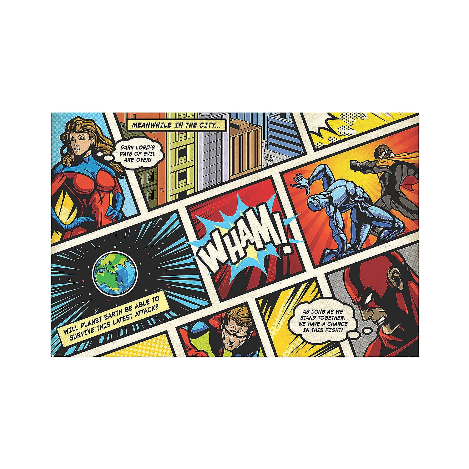 Comic Superhero Backdrop Banner - Party Decor - 2 Pieces - Walmart.com