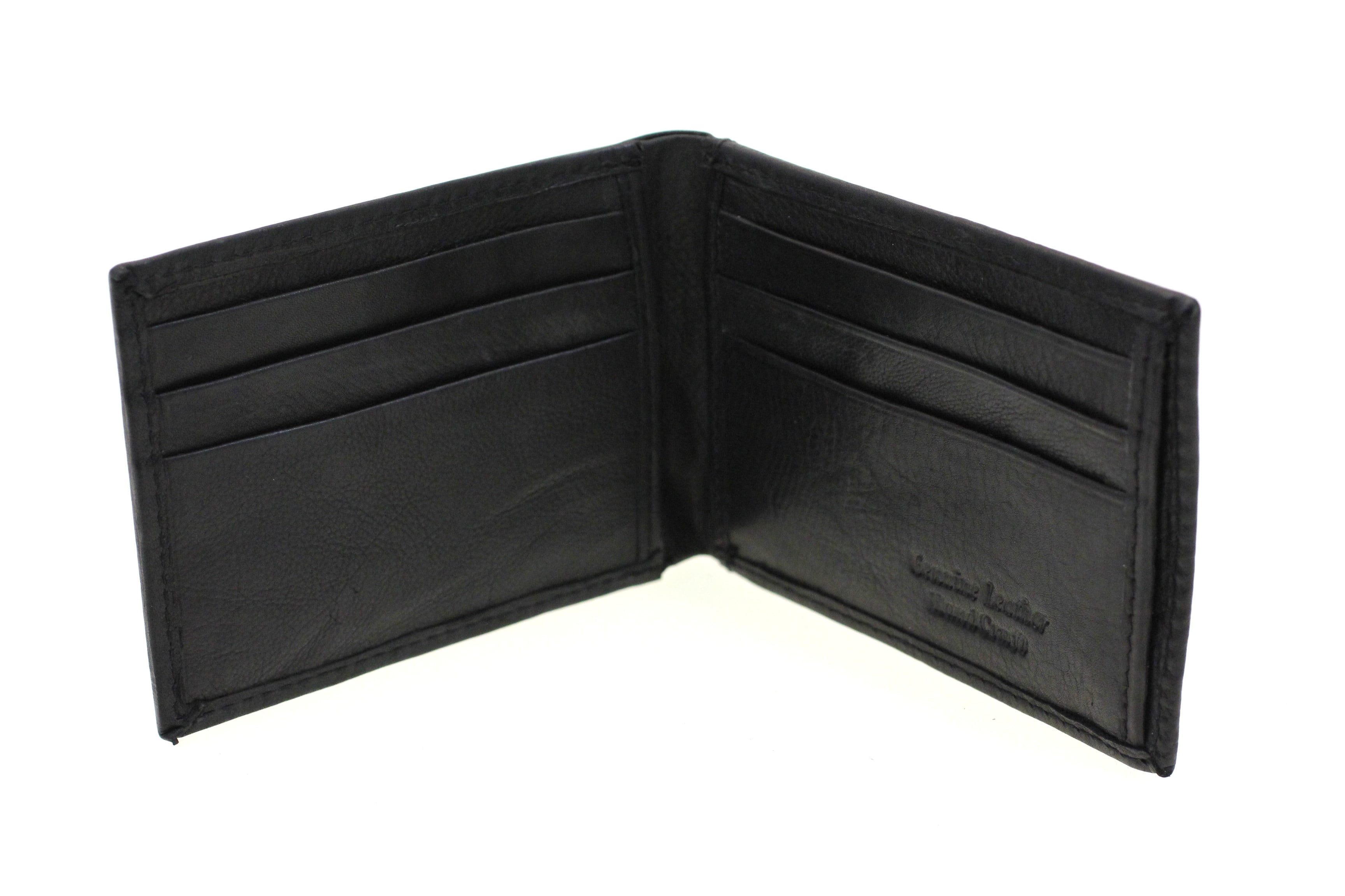 Mens Leather Wallet Money Clip Spring Bifold ID Slot Card Holder Front ...