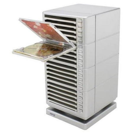 Hipce CDRT-20 LS One Touch Swivel CD Rack, Light Silver - 20 Capacity ...