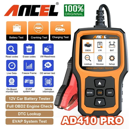 ANCEL AD410 PRO OBD2 Scanner 6V 12V Battery Tester 2 in 1 Car Scanner ...