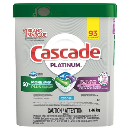 Cascade Platinum Dishwasher Detergent 93-Count No Pre-Wash Required ...