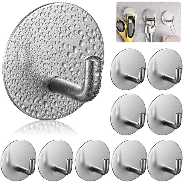 10 Pieces Adhesive Hooks Heavy Duty Wall Hooks Stainless Steel Self ...